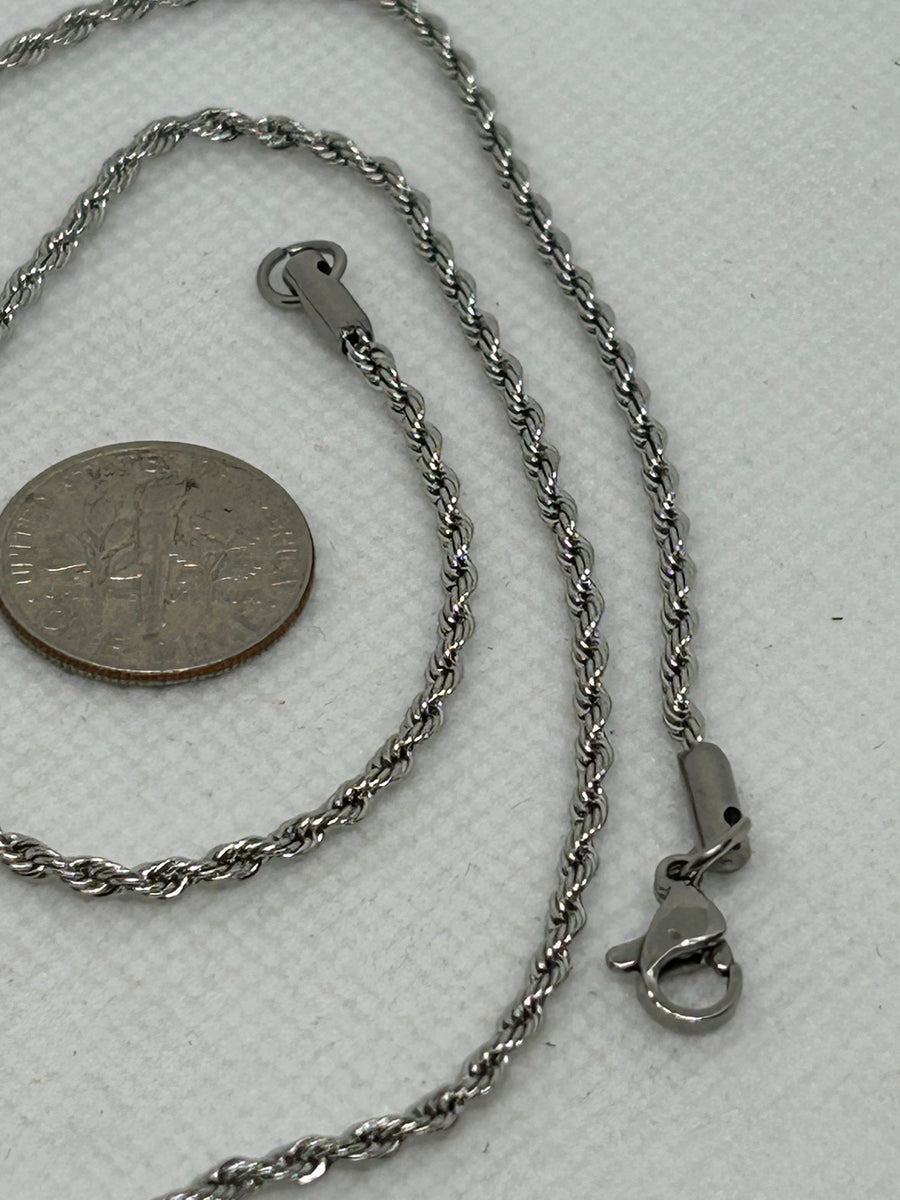 Stainless steel hypoallergenic rope neck chain in 17” length. ST106 FR ...
